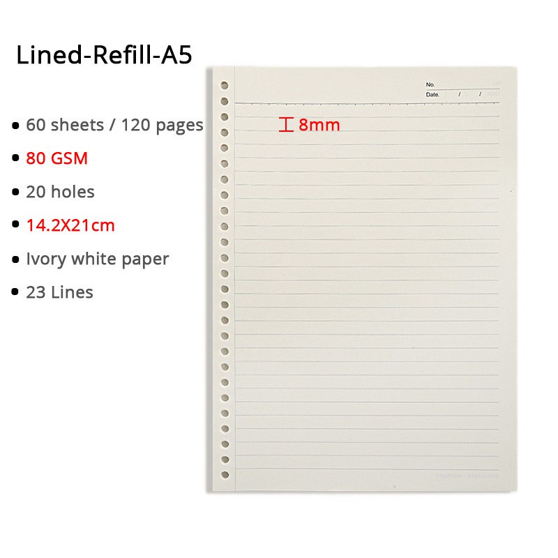 Oumi Notebook A5/B5/A4 Loose Leaf Refill Papers Notepads Binder Coil Refillable Notebooks ...