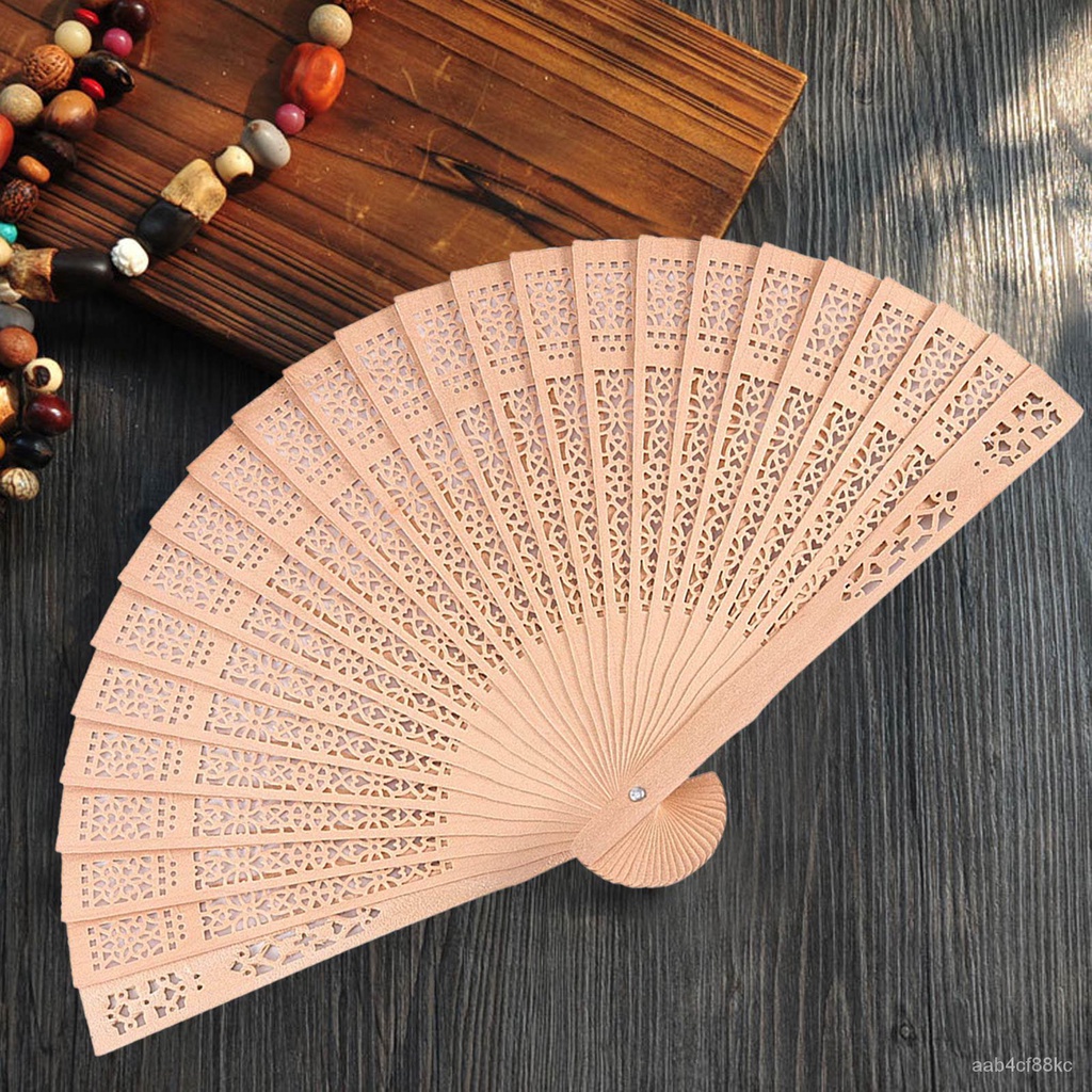 Wooden Hand Fan Foldable | Sandalwood Scented Hand Held Folding Fans ...