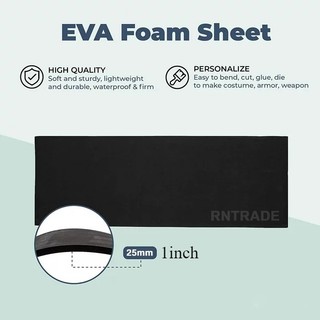 25mm 1 inch EVA Rubber Sheet Liso Foam Black DIY Crafts, Cushion ...