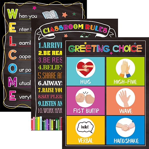Classroom Poster Set Decorations Welcome Back to School Classroom Rules ...