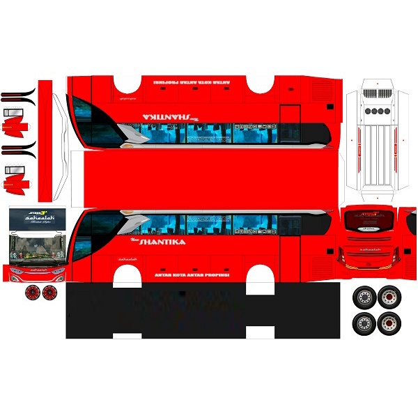 MERAH Diy Miniature Bus Shantika Red Papercraft | Shopee Philippines