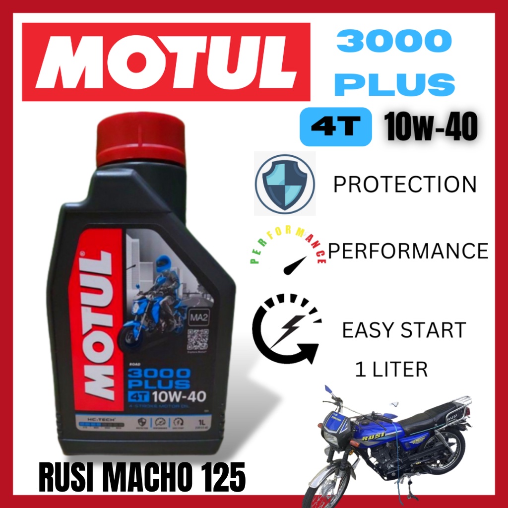 ORIGINAL MOTUL 3000 PLUS 4T 10W-40 FOR RUSI MACHO 125 | 4-STROKE MOTOR ...