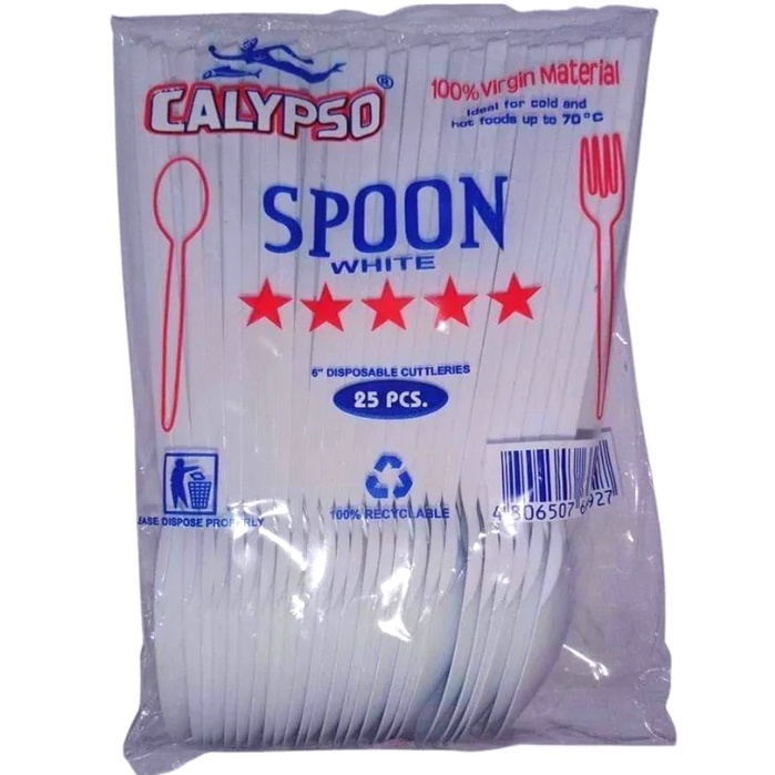 [5 PACKS] Calypso 6" Disposable Spoon White (25pcs/pack) | Shopee ...
