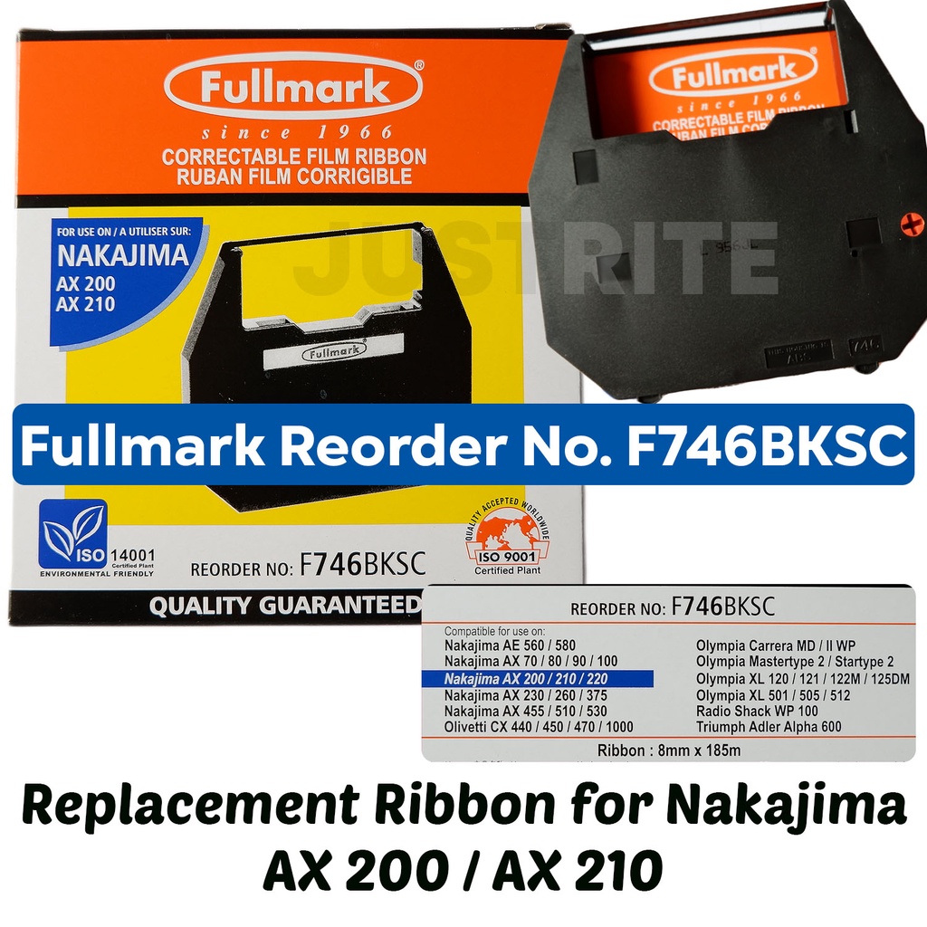 Fullmark F746BKSC Typewriter Ribbon Nakajima AX 200 / AX 210 ...