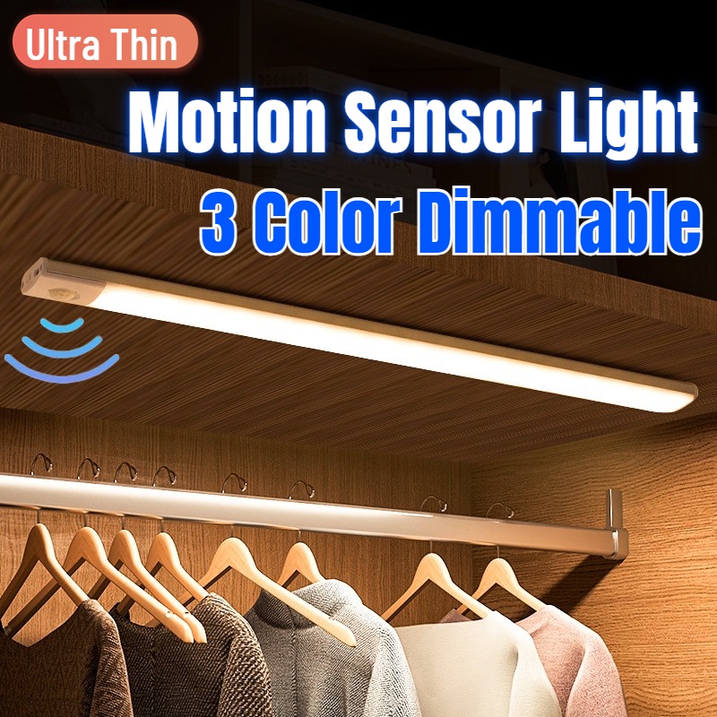 Ultra thin 3 Color Motion Sensor led light indoor USB rechargeable ...