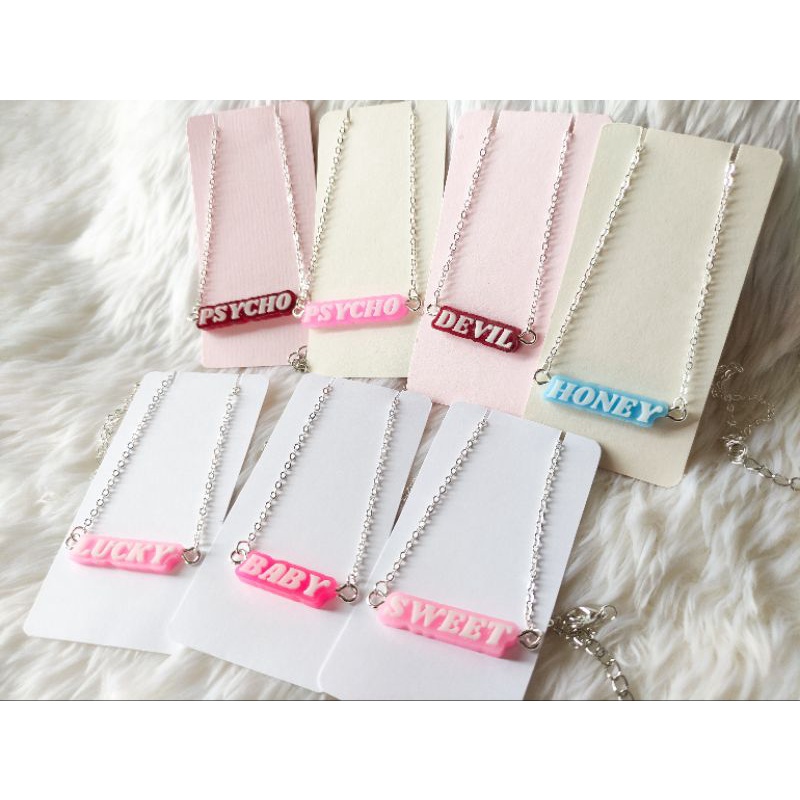 DEVIL CANDY Silver Word Chain Necklace cute kawaii handmade | Shopee ...