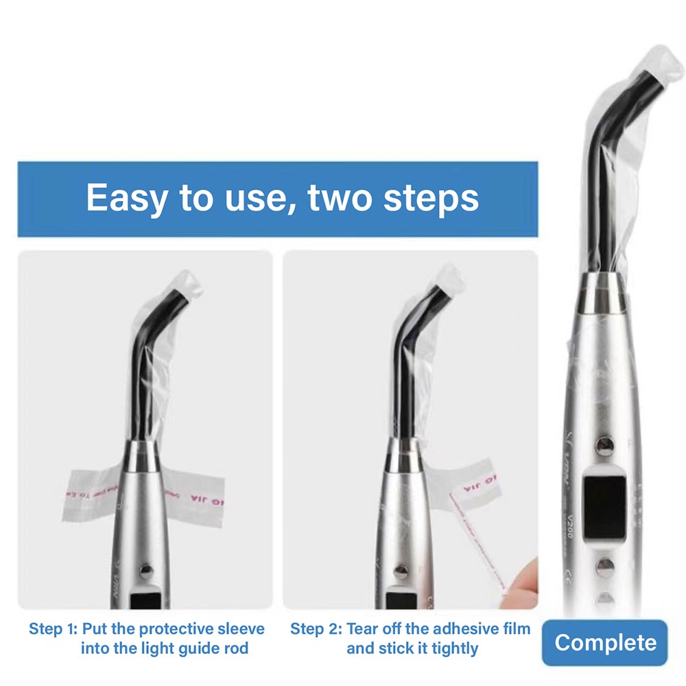 200 Pcs/Box Dentistry Clear PE Plastic Disposable LED Light Tip Cover ...