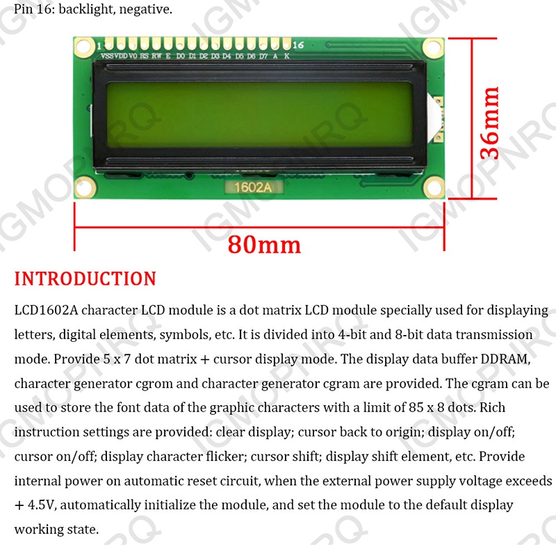 LCD1602 1602 LCD Module Blue / Yellow Green Screen 16x2 Character LCD ...