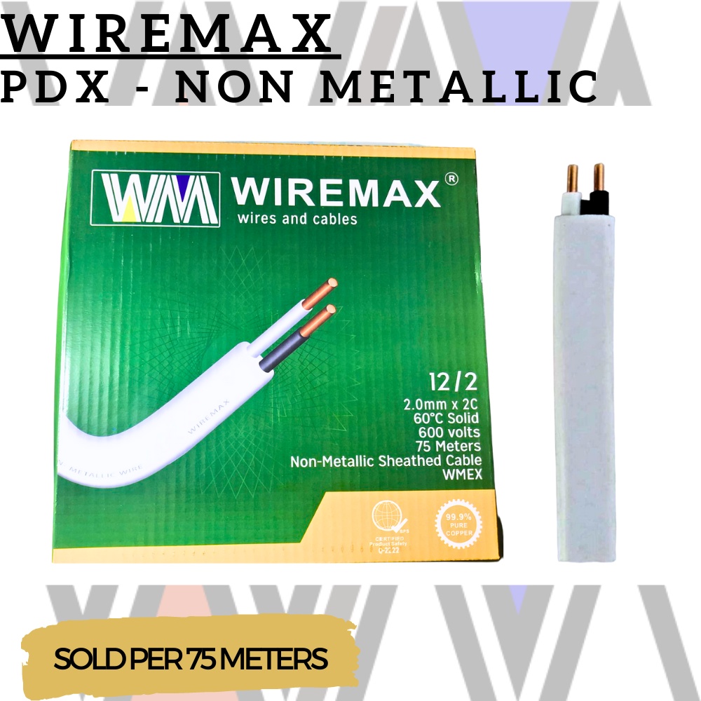 WIREMAX PDX NON METALLIC SOLID WIRE 12/2 (2.0mm/2C) 75 METER per box ...