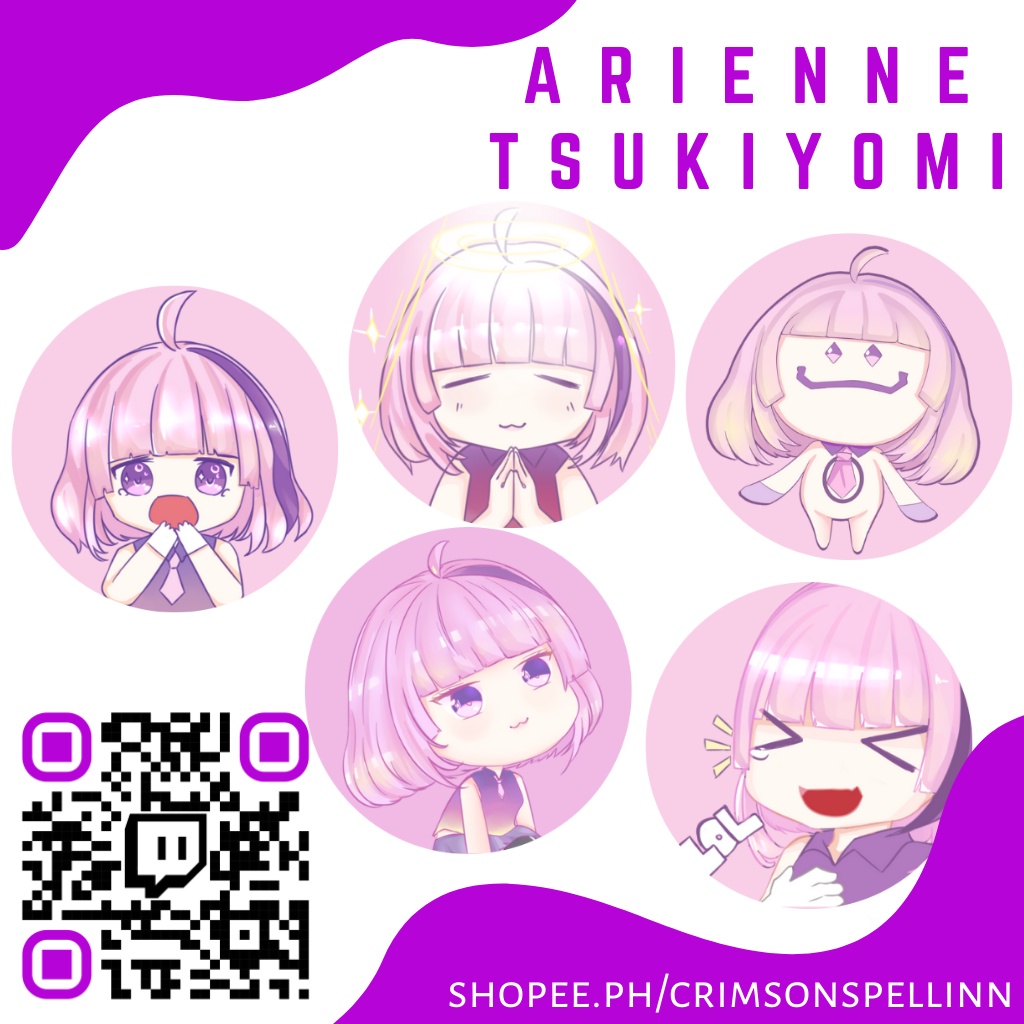 PH VTuber | Arienne Tsukiyomi Pins | 32mm / 1.25" (Original Character ...