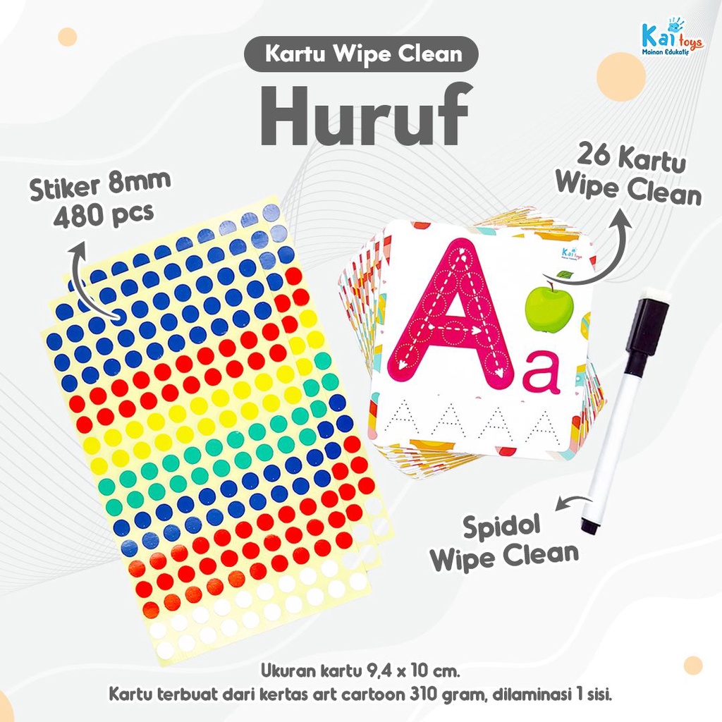 Wipe and Clean Letters Cards Free Markers and Stickers / Reusable Flash ...