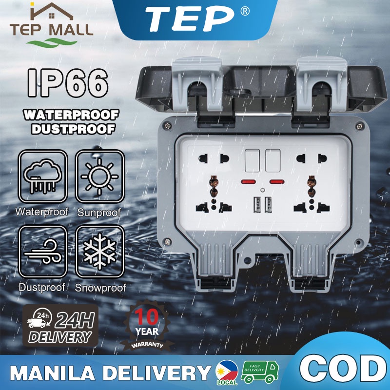 TEP Outdoor Waterproof Socket Outdoor IP66 Surface Mount Rainproof ...