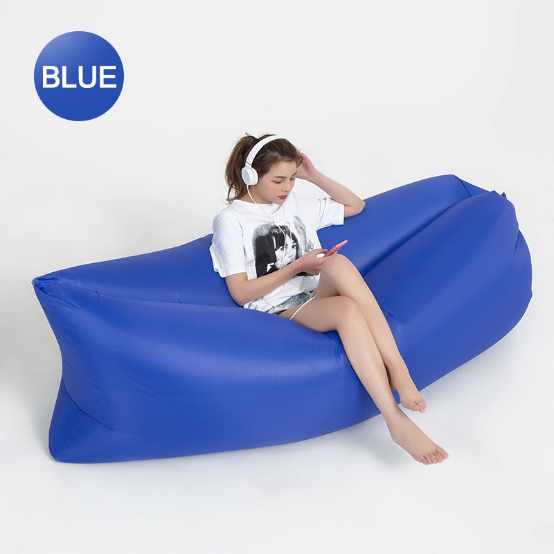 Inflatable Banana Bed With Pillow Folding Sofa Beach Air Bed Portable ...