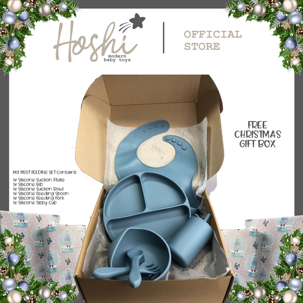 Hoshi Baby My First Silicone Feeding Set for Baby, 100% Food Grade ...