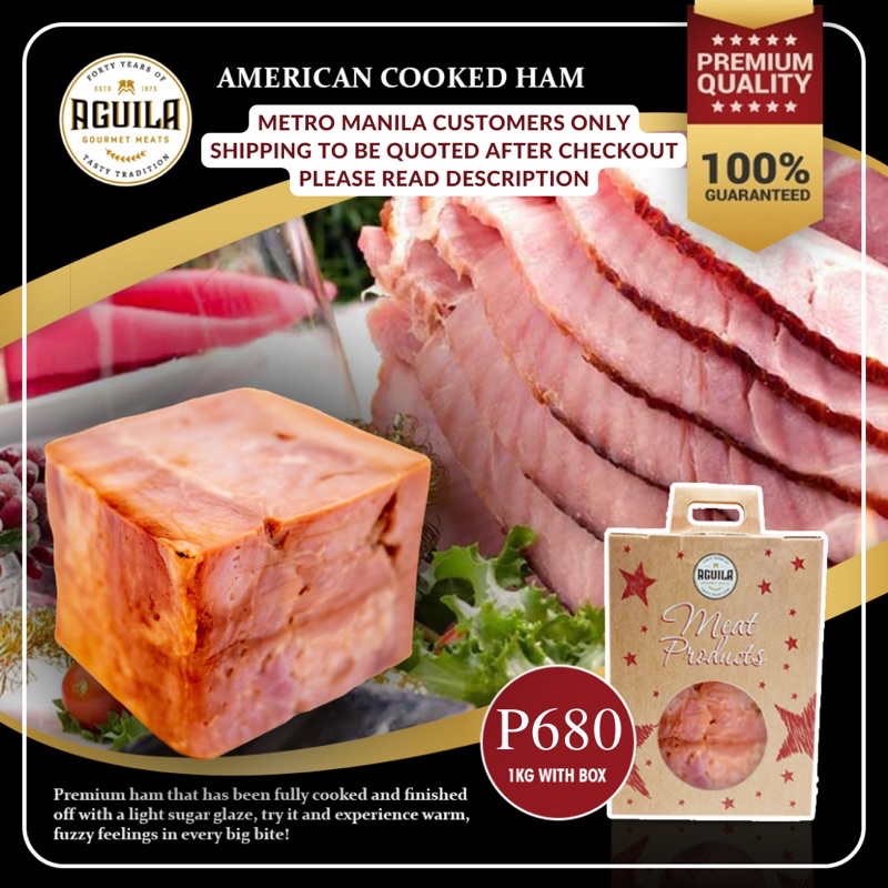 Aguila American Cooked Ham Whole w/ Box 1kg | Shopee Philippines
