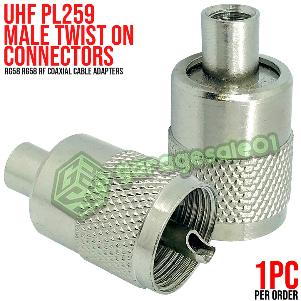 UHF PL259 Male Twist-ON Connectors RG59 RG59 RF Coaxial Cable Adapters ...