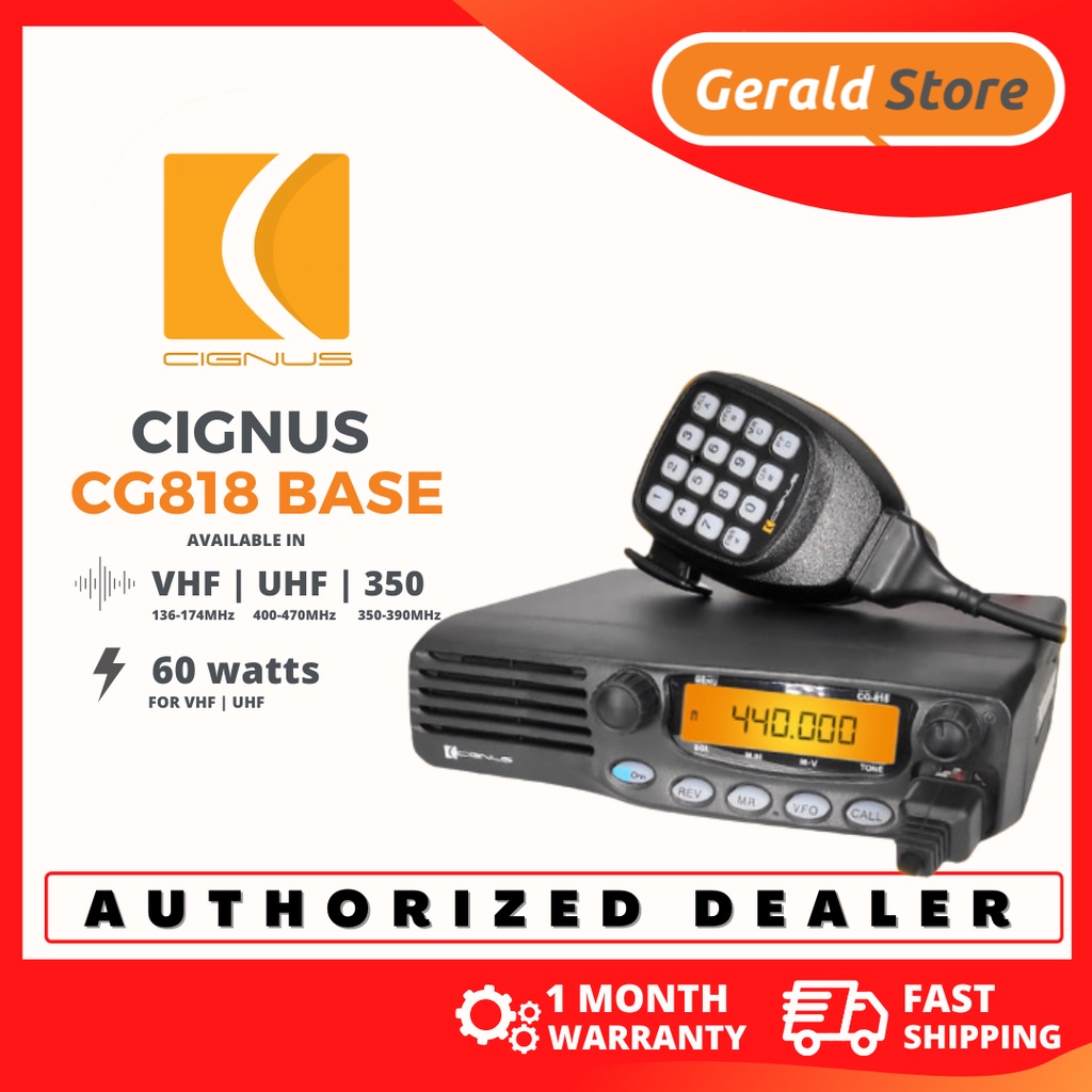 Cignus CG818 VHF Mobile Base Radio 60 Watts Model CG-818 - 1 Year ...