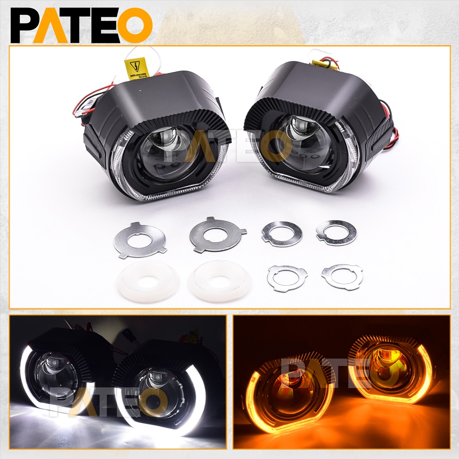2.5 inch Bi-LED Lenses Projector in Headlight Matrix Angel Eyes Halo ...