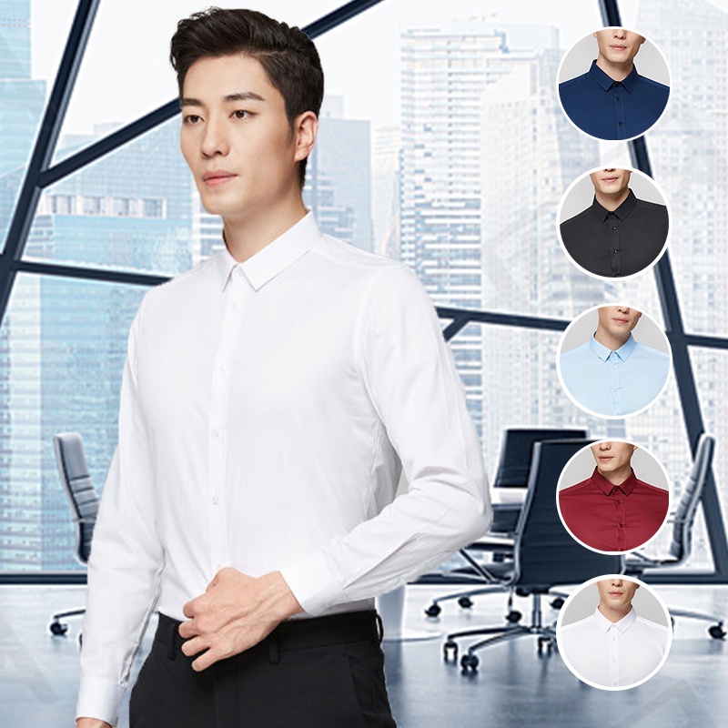 CCC-H Formal Shirt For Men Long Sleeve Business Polo Shirt Slim Fit ...