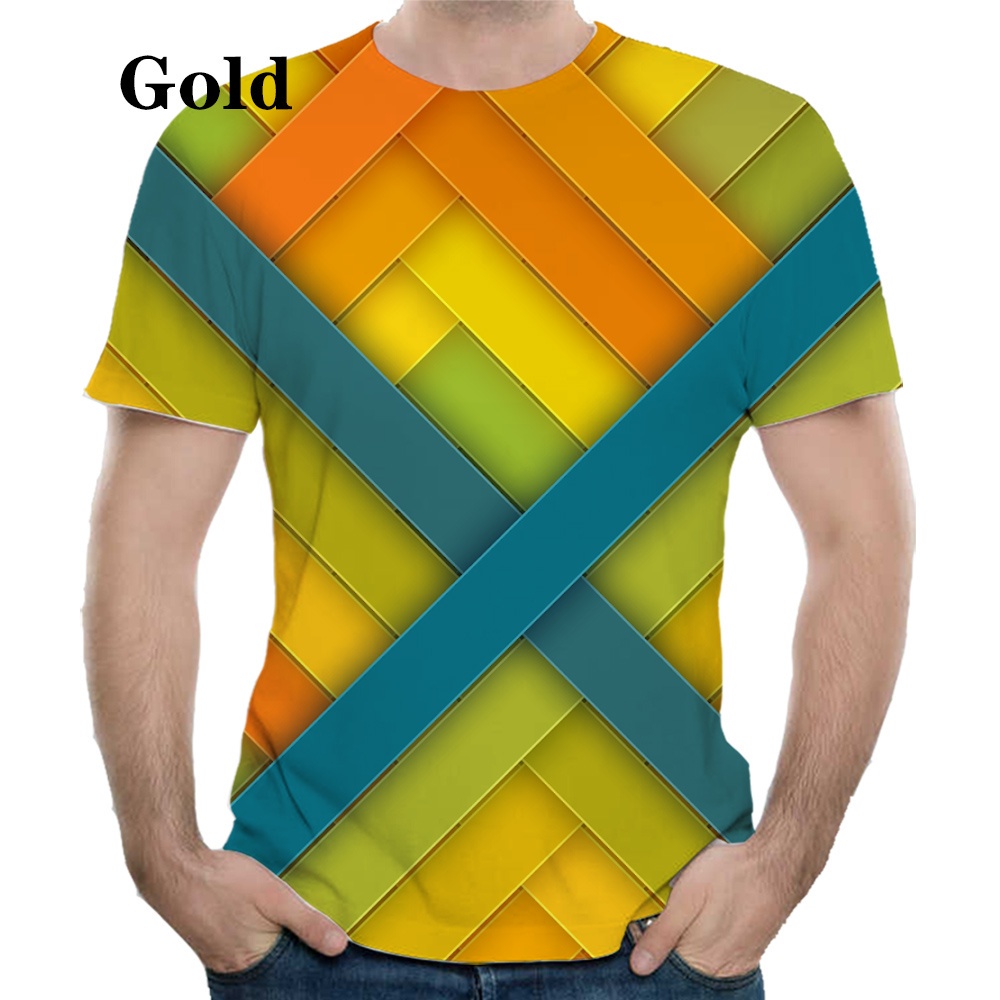 NEW The geometric Shirt Printing rainbow Visual 3d T Shirt Show Rotate ...