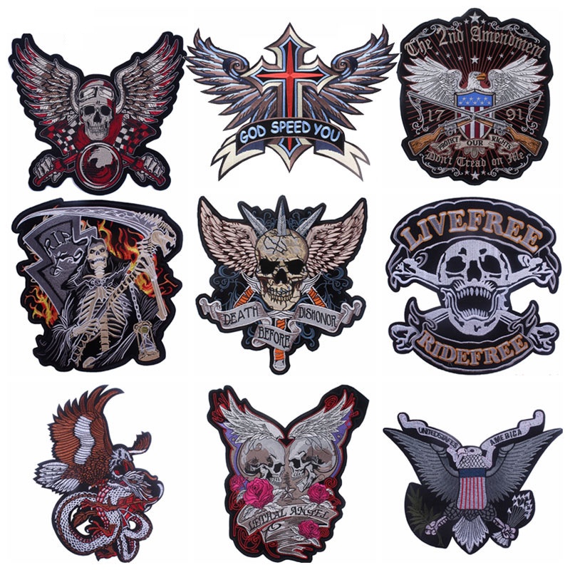 New Design Punk Patch Large Motorcycle Pattern Jacket Style Seam DIY ...