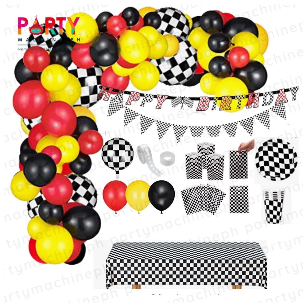 Checkered Birthday Party Theme / Racing Cars Checkered Disposable ...