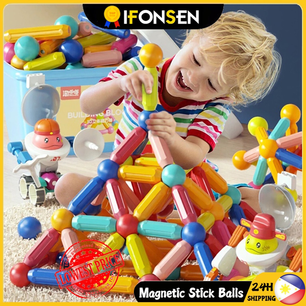 108PCS Kids Magnetic Stick Balls Building Toy Blocks High Quality ...