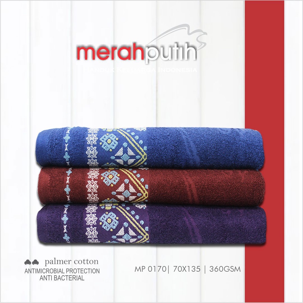 MERAH PUTIH Mp 0170 TERRY PALMER Red White Towel 70X135 CM | Shopee ...