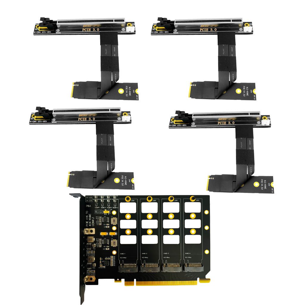 PCI-E 4.0 4x4 to M.2 4-Bays Expansion Card with M.2 to PCIe X16 Adapter ...