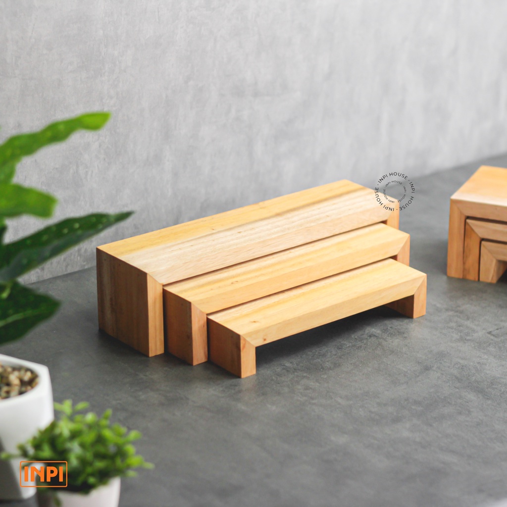 KAYU Wooden Ladder Display Shelf Display Shelf for Product Display (3 ...