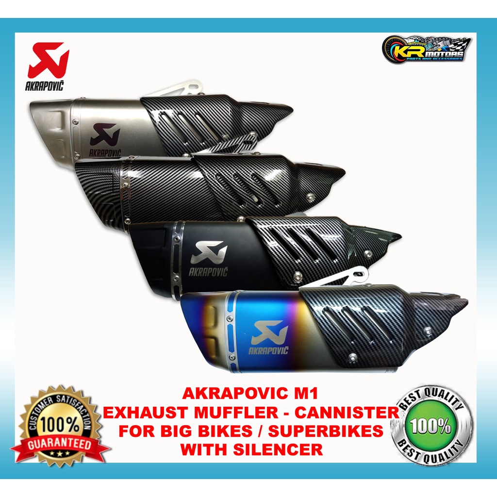 Exhaust Muffler Cannister Akrapovic M1 Universal for Pipe 38-51mm Plug ...