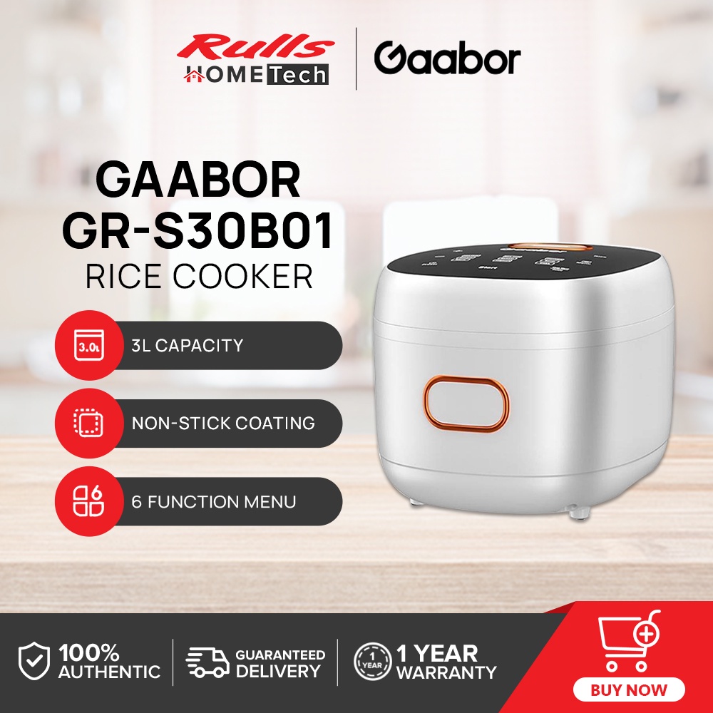 Gaabor GR-S30B01 Mulitfunctional Touchscreen 3 Liter Rice Cooker 6 ...