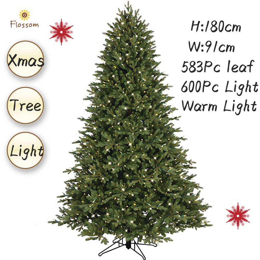 6Ft High Marywood Pine Tree Christmas Tree 180cm With 600Pcs Warm ...