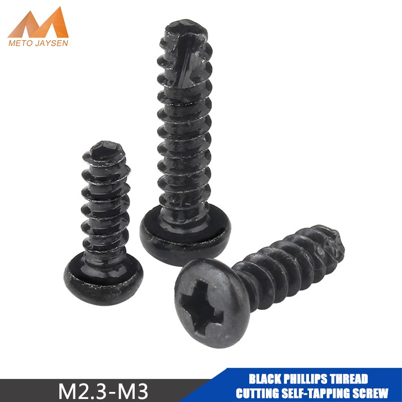 M2 M2.3 M2.6 M3 Black Zinc Round Head Cut Tail Self-Tapping Screw Cross Recessed Machine Screw ...