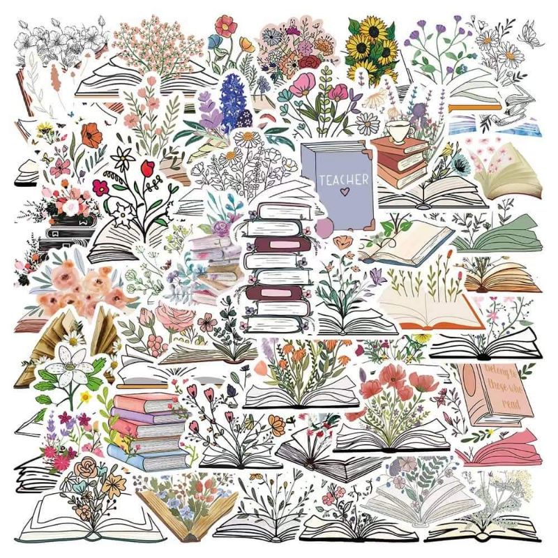TC052 - 50pcs Stickers Book Theme Sticker Waterproof Vinyl Sticker ...