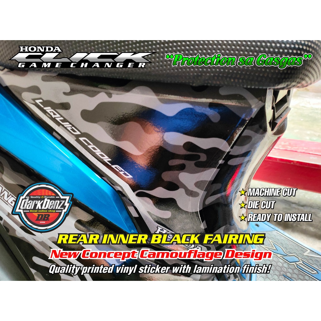 Honda Click Version 2 Camouflage Design for Rear Inner Printed Sticker ...