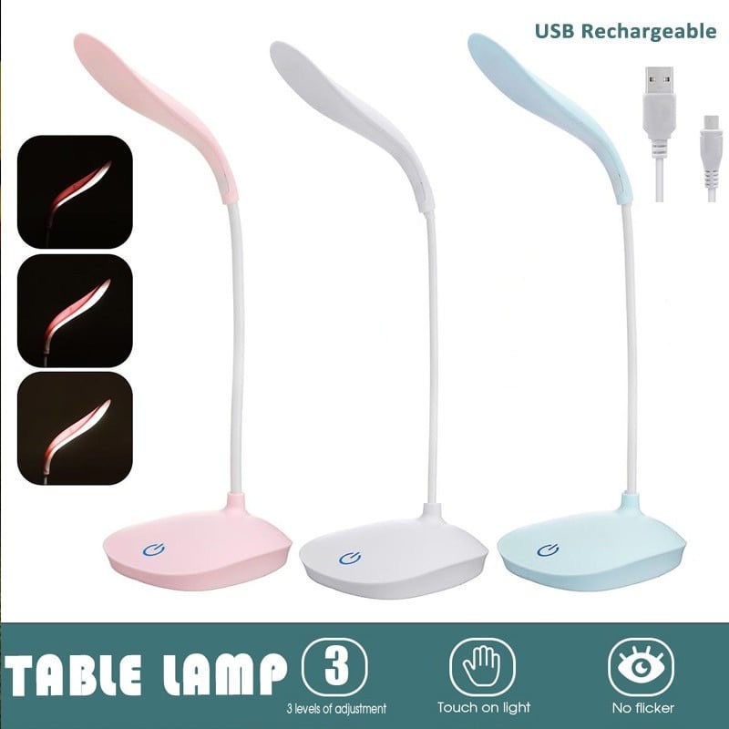 Mini LED Portable Table Lamp Flexible Reading Desk Light Battery ...