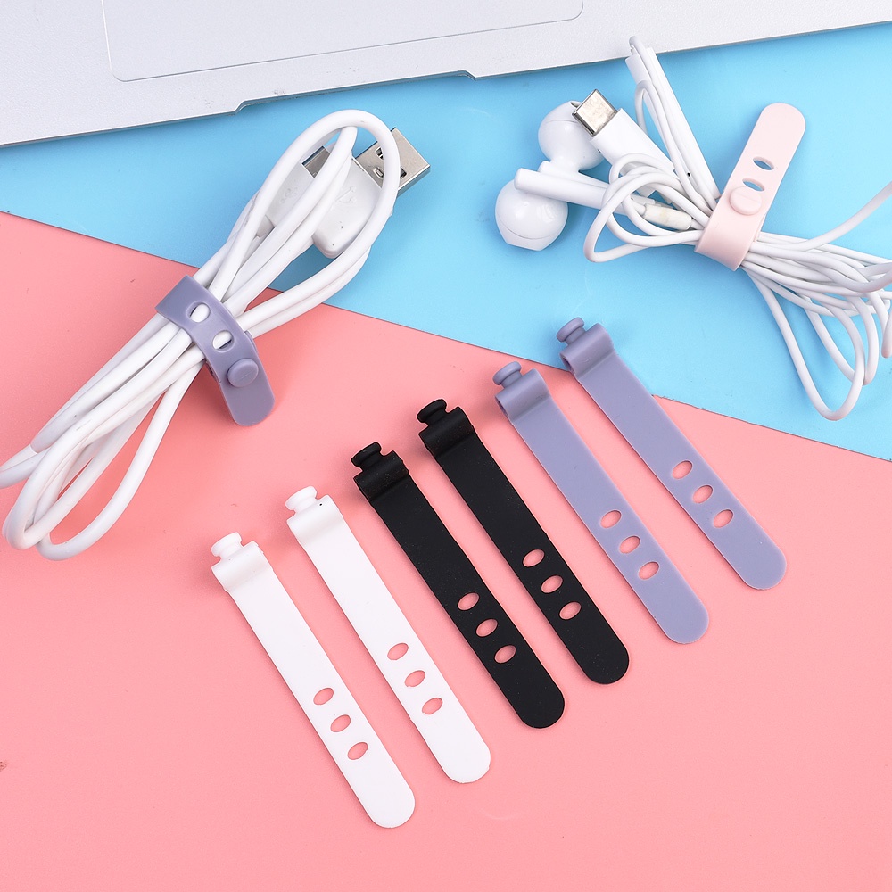 1/5pcs Silicone 3 Hole Cable Winder Ties USB Data Cord Storage Holder ...