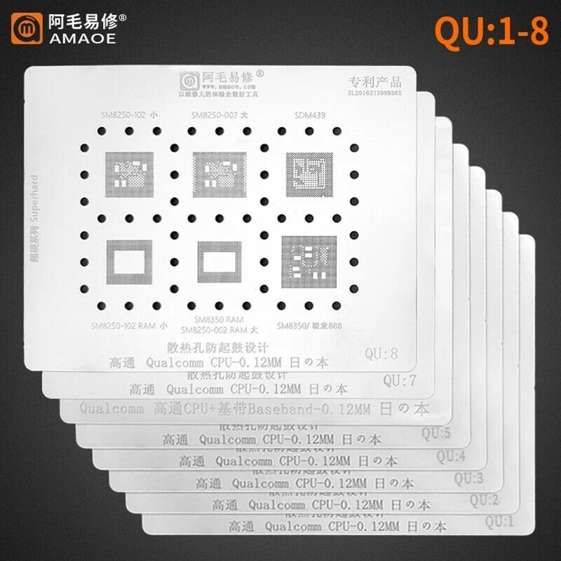 Amaoe QU1 QU2 QU3 QU4 QU5 QU6 QU7 QU8 BGA Reballing Stencil For Xiaomi ...