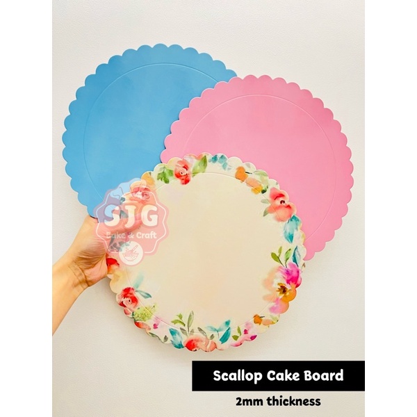 5 pcs pink blue floral color cake board scallop cake board | Shopee ...