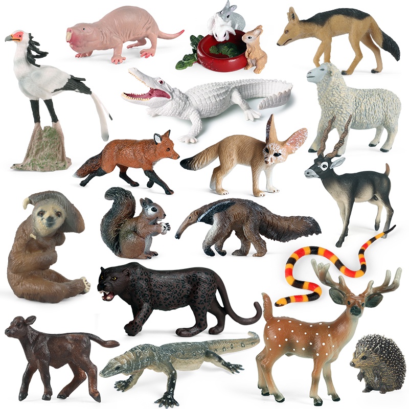Wild Animals Deer Kangaroo Frog Snake Sheep Rabbit Action Figures Model ...