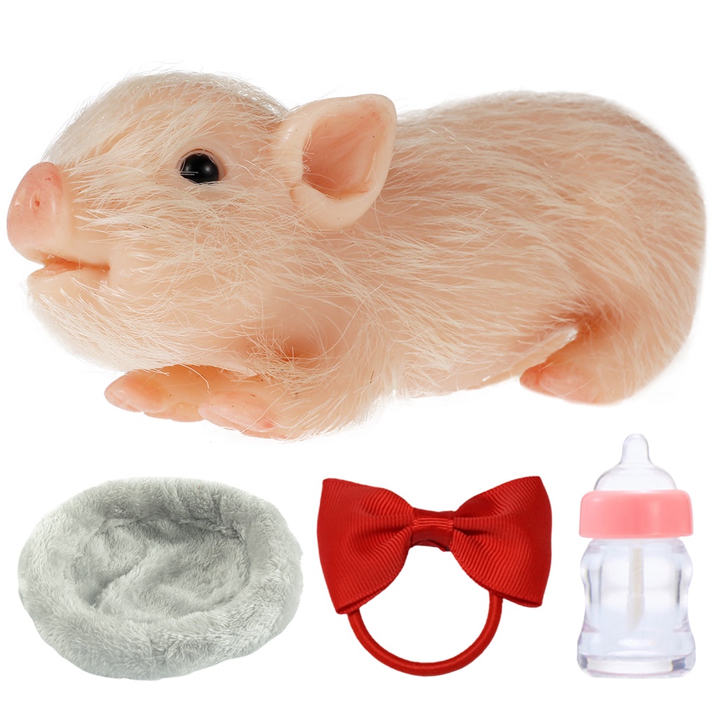 Silicone Pig Silicone Piglet With Pig Bowknot Nursing Bottle Sleeping ...