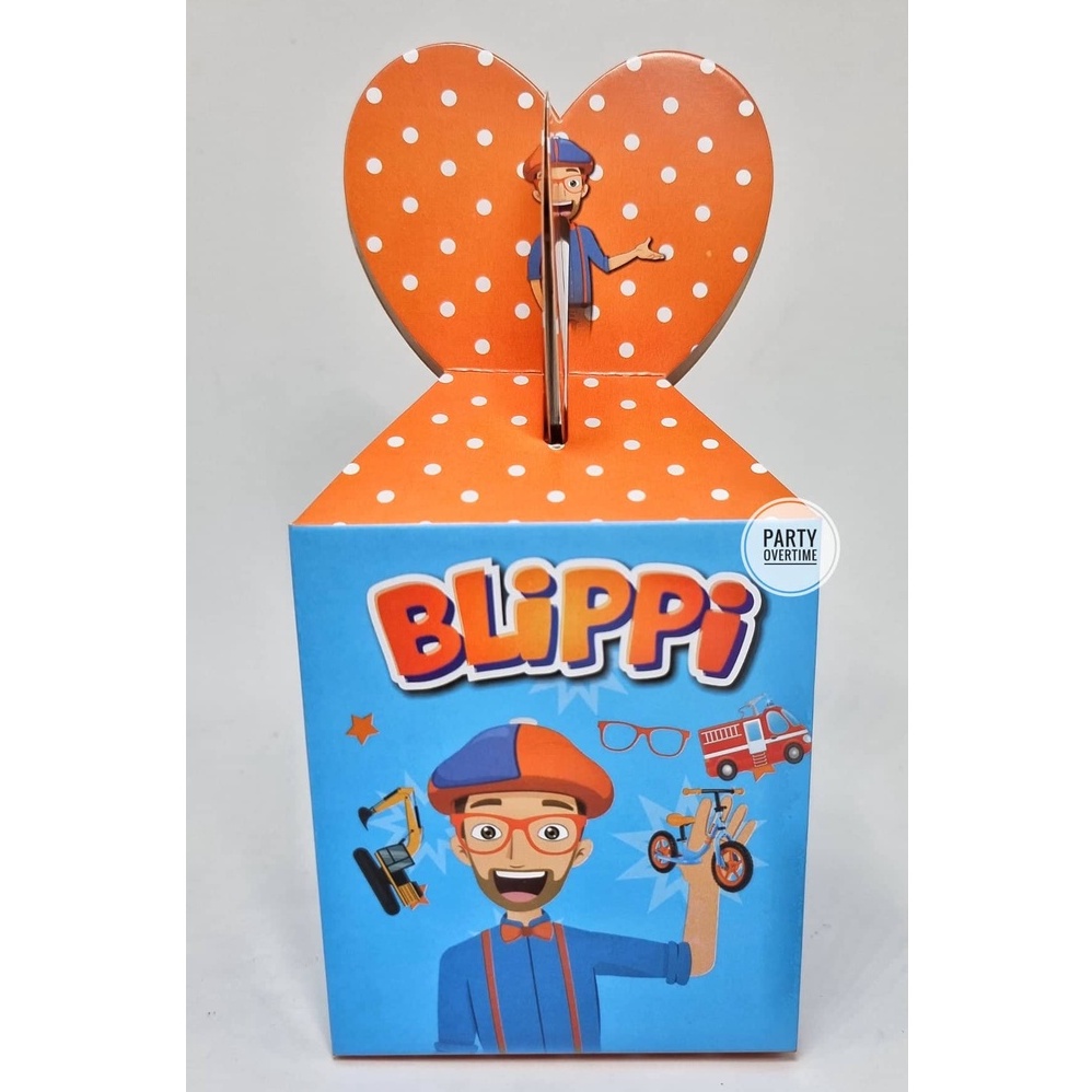 6 pcs Blippi design Heart Top Gift Box Birthday Christening Party ...