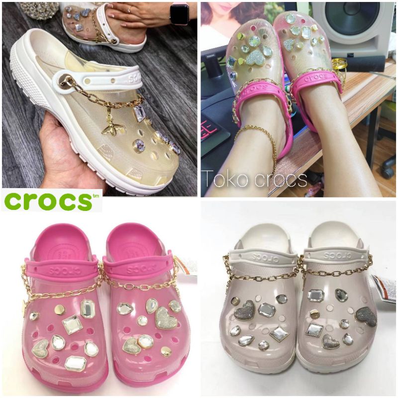 Crocs classic translucent Jibitz diamond / crocs translucent sandals ...