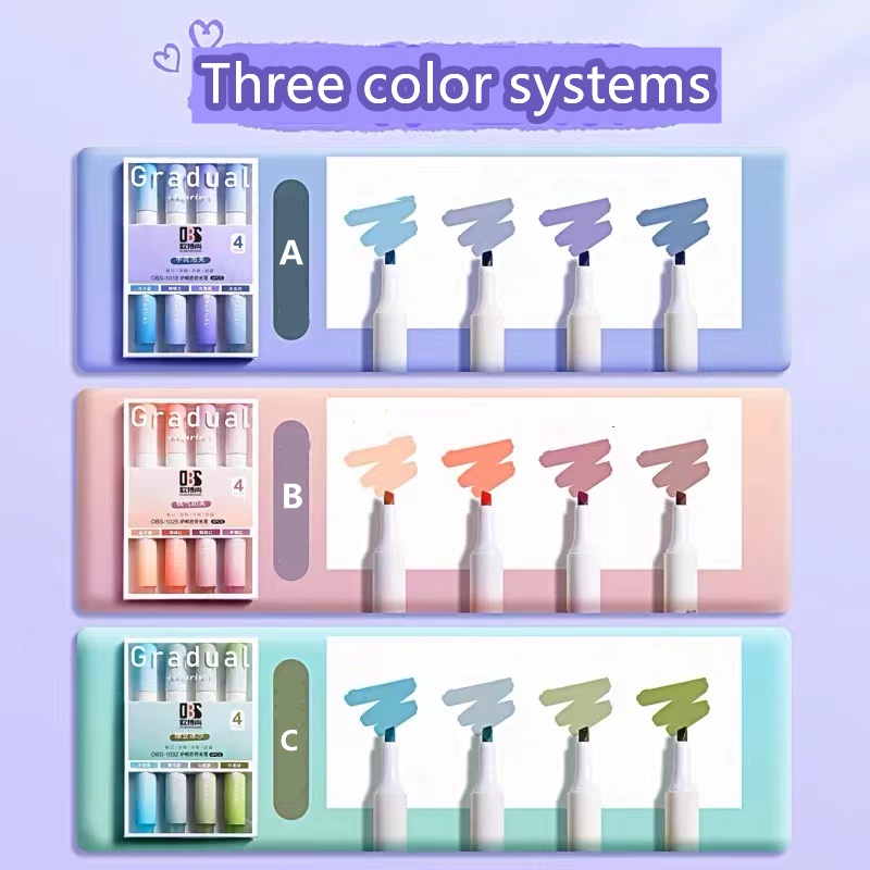 4 High-value Color Gradient Color Highlighter Key Marker Student Marker ...