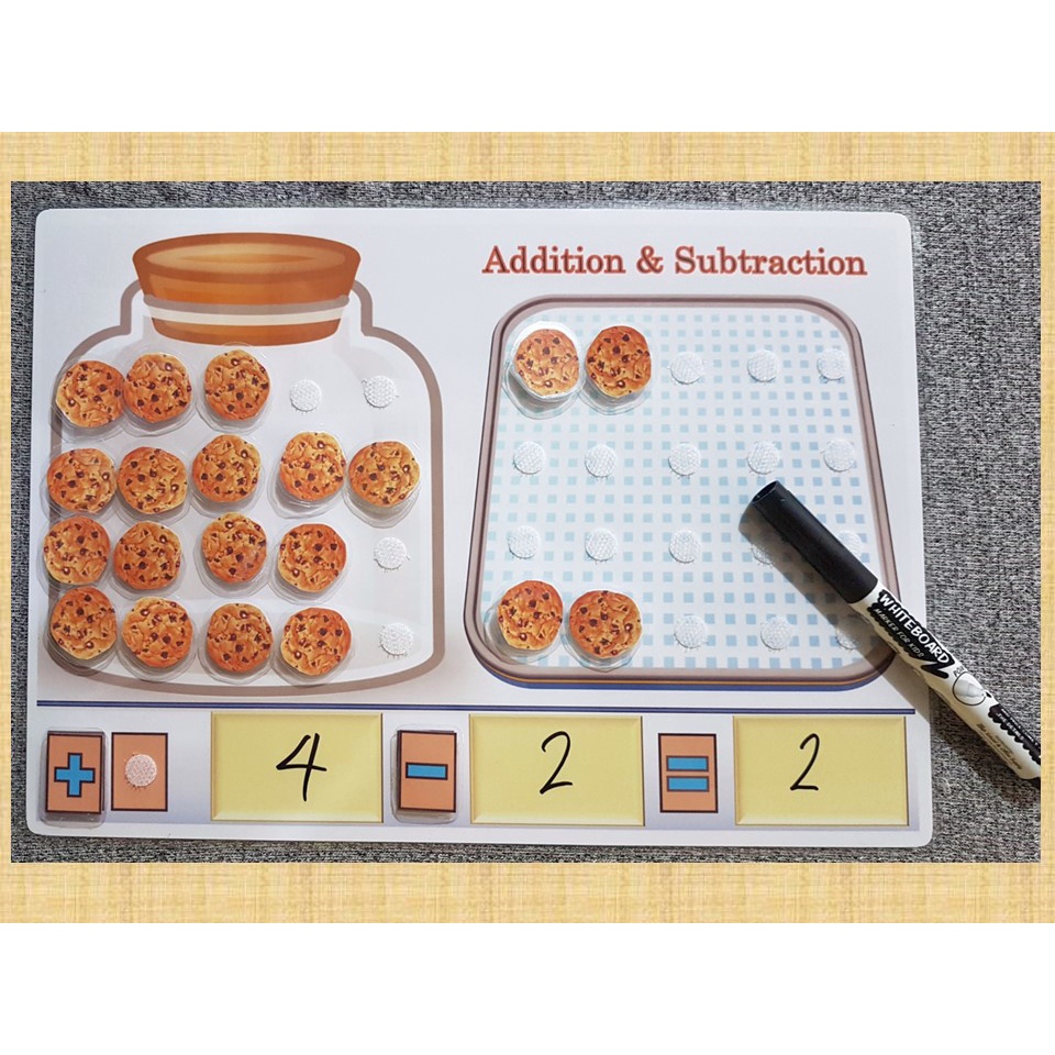 Cookie Jar Addition and Subtraction Laminated Velcro Activity (A4 Size ...