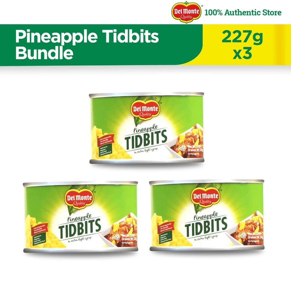 Del Monte Pineapple Tidbits 227g Bundle of 3 (Free Gift) | Shopee ...