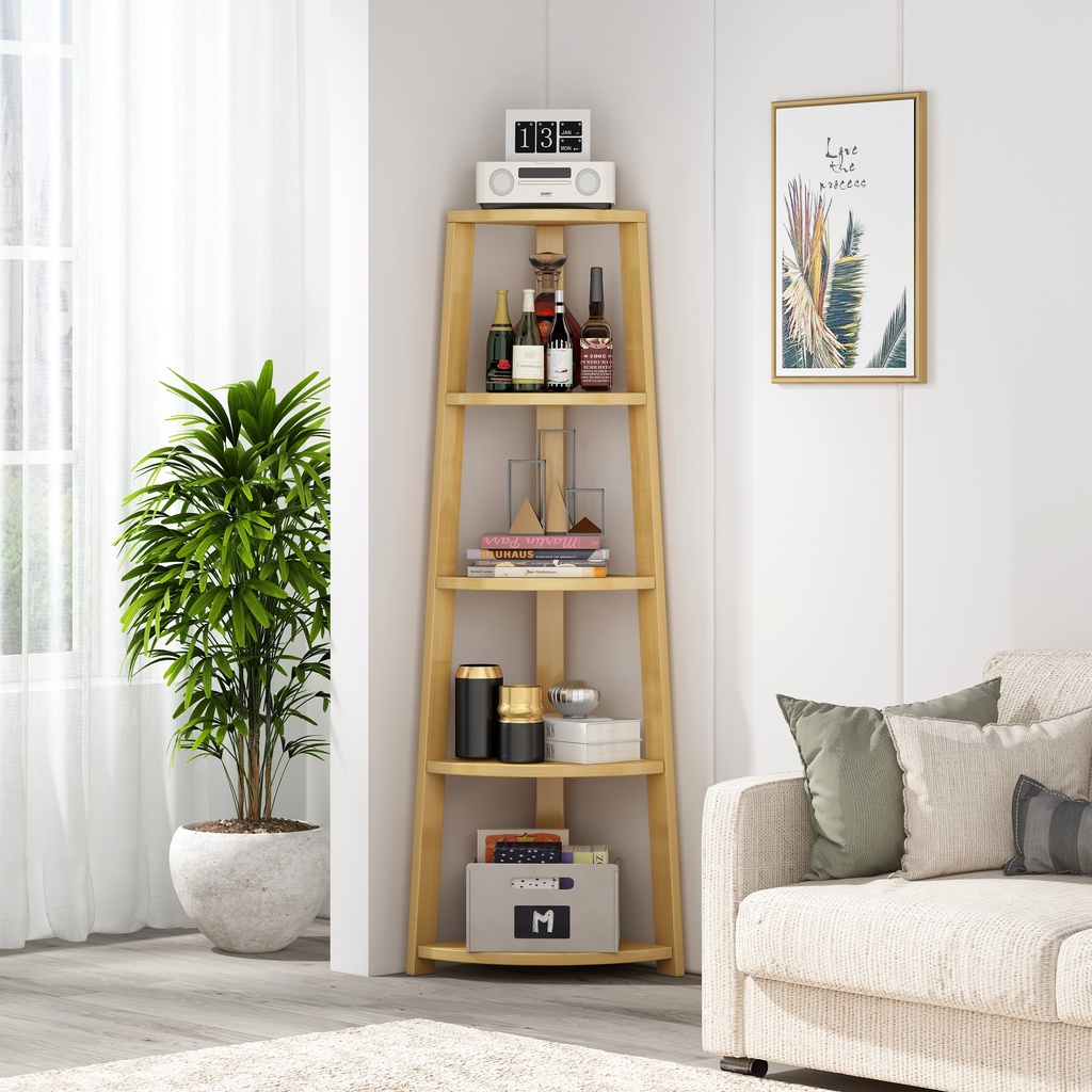 4/5/6 Layer Solid Wood Corner Rack Storage Rack Bookshelf Flower Stand ...