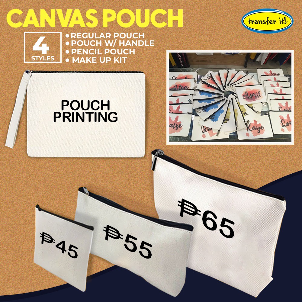 Personalized Customized Canvas Pouch w/ Handle & Zipper Make Up Kit ...