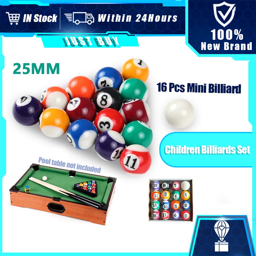 25MM Children Billiards Table Balls Set Resin Small Pool Cue Balls Full ...
